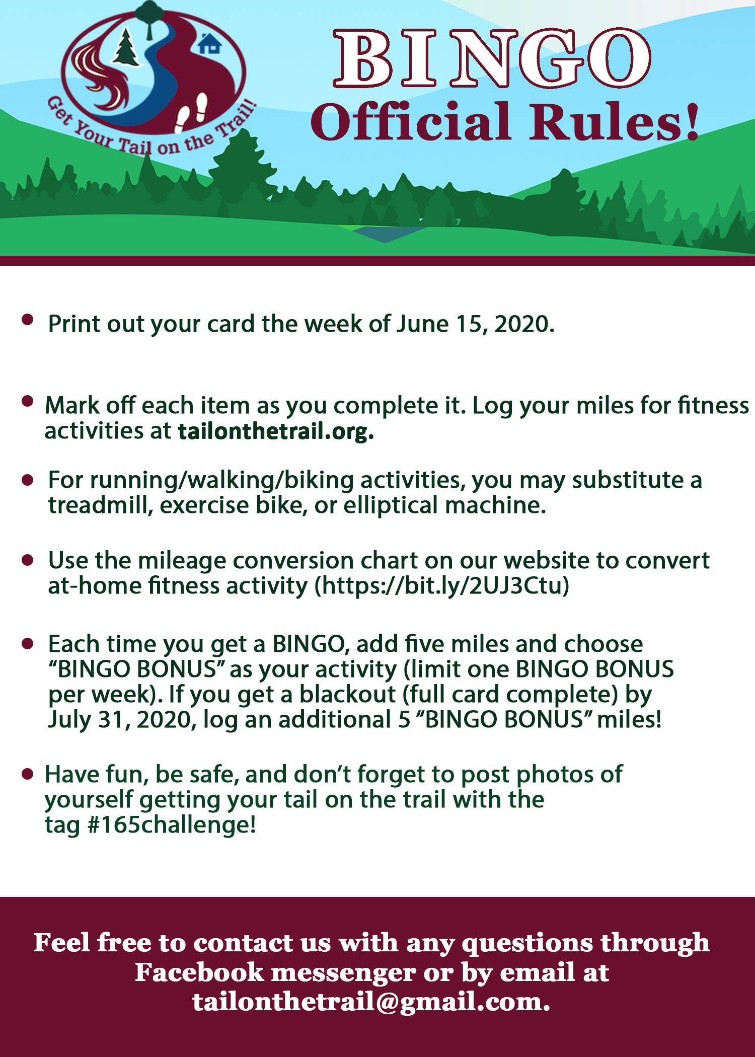 165-Mile Challenge At-Home Resources – Get Your Tail on the Trail